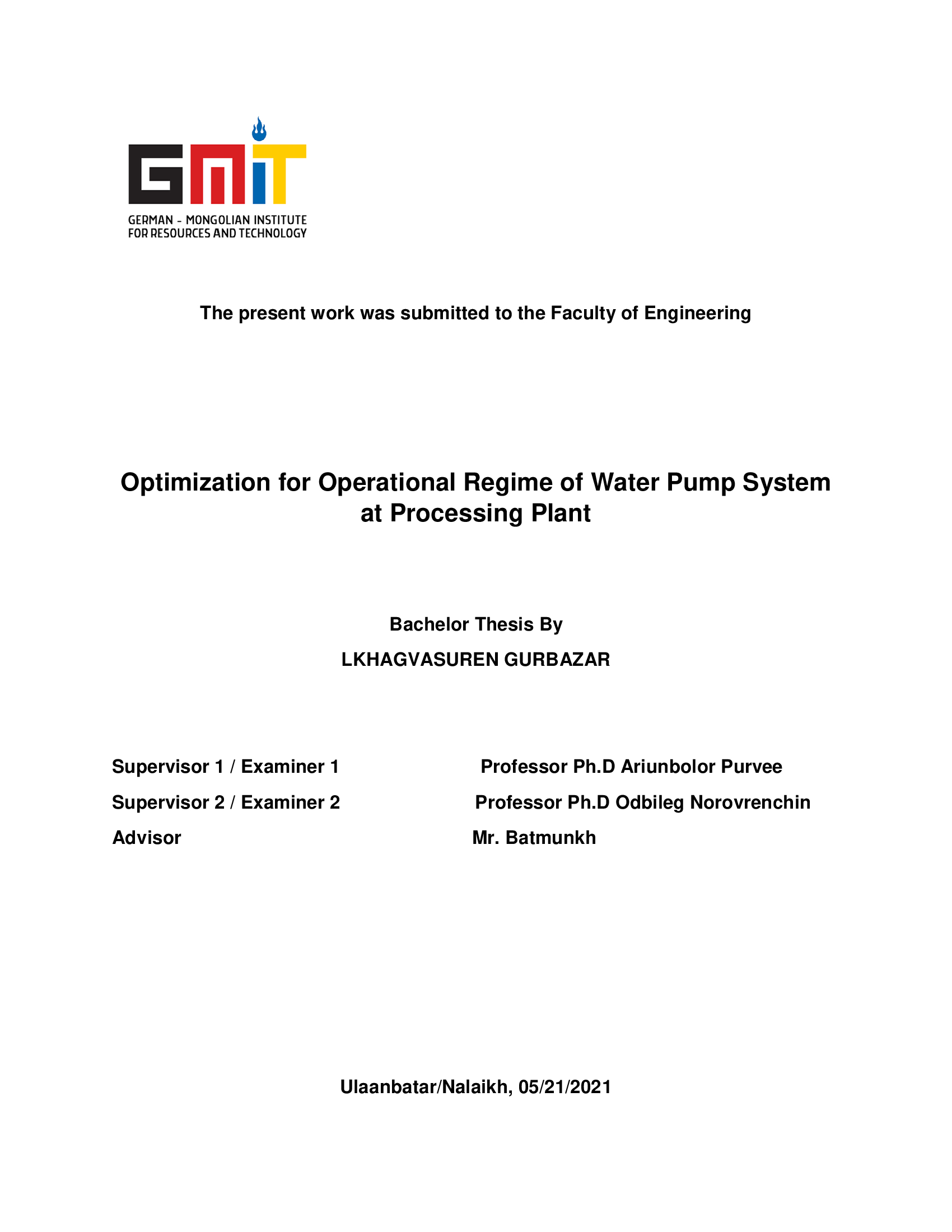 Optimization for Operational Regime of Water Pump System at Processing ...